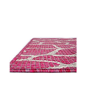 Unique Loom Outdoor Safari Collection Area Rug - Giraffe (2' x 3' Rectangle Magenta/Ivory)