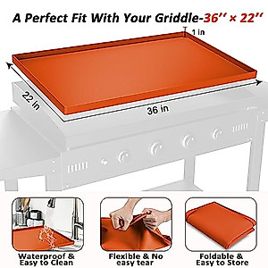 36’’ Griddle Mat Silicone Protective Cover for Blackstone 36 Inch Grill Accessories, Heavy Duty Silicone Grill Mat Griddle Flat Top Cover Surface Protect from Dust & Rust