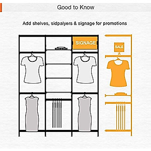 UDIZINE Vertik Clothing Wall Mounted (for 4 Shelves with 4 Faceouts and 2 Hanging Rails, White) | Shelves are NOT Included