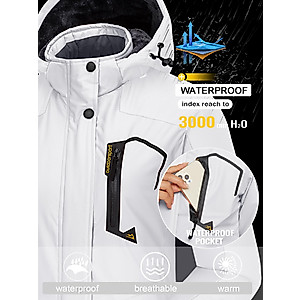 TACVASEN Winter Jacket Women Waterproof Ski Jacket Warm Snow Coat Fleece Jacket Women Windproof Rain Windbreaker