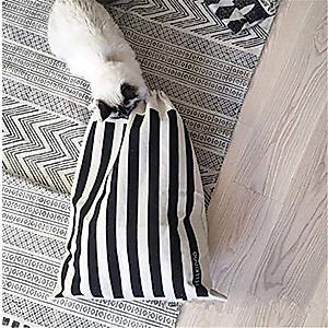 Mvchifay Laundry Bag Large Drawstring Canvas Toy Clothes Wash Storage Collapsible Reusable Baby Gift Holder for Travel College Bathroom (Stripes Pattern)