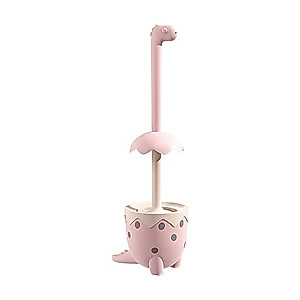 SAAKO Compact Toilet Bowl Brush Floor Standing Silicone Toilet Cleaner Brush Plastic Handle Toilet Brush Cute Animal Toilet Cleaner