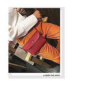 PKSANIT Women's Cross Body Bag, PU Leather Small Square Bag for Women, Shoulder Bag Diagonal Messenger Handbag (Red)