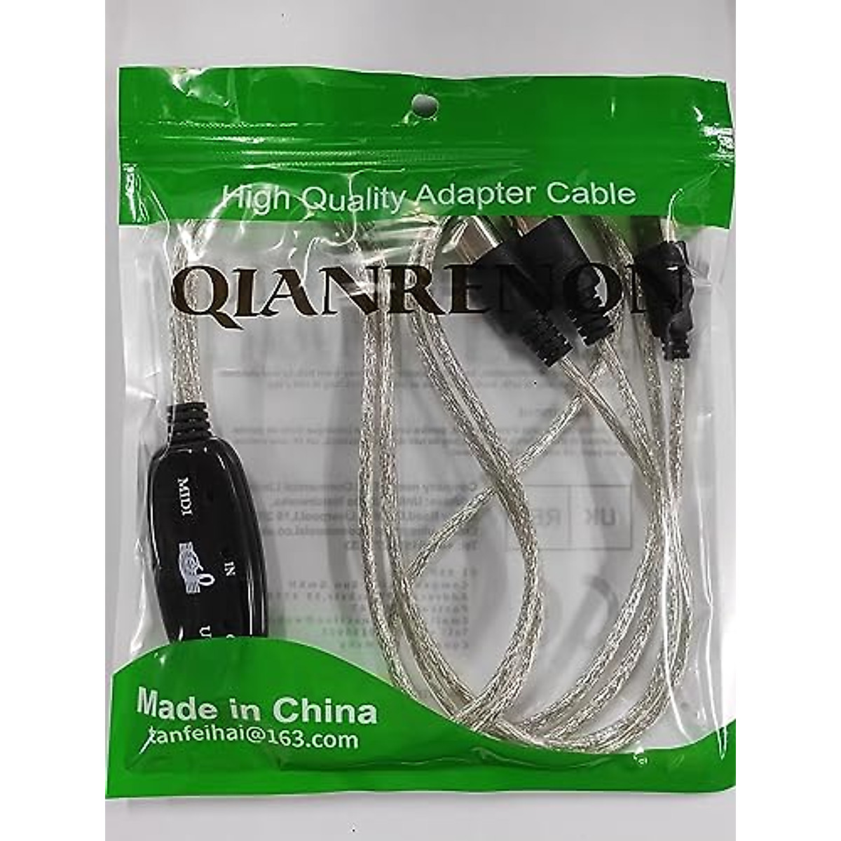 QIANRENON 5 Pin MIDI Music Editing Cable 1 in 1 Out MIDI to USB Adapter Cable for Piano Keyboard to PC/Mac/Laptop Silver 2m