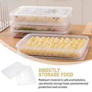 HOMSFOU 2pcs Dumpling Box Containers for Fridge Large Plastic Container Flat Storage Bins Stackable Food Storage Containers Refrigerator Box Dumpling Case Kitchen Supply Dumpling Tray