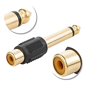 RCA to 1/4 Adapter, RCA Female to TS 6.35mm Mono Male Converter Audio Connector Plug Gold Plated for Mixer, Amp, Subwoofer (6-Pack)