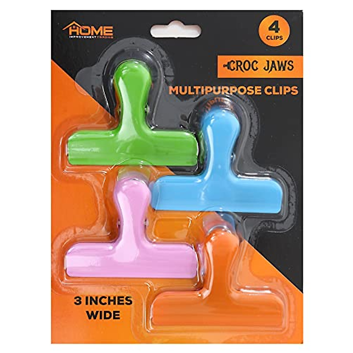 Croc Jaws Chip Clips, Stainless Steel, 3 Inches, Pack of 4, Multicolor
