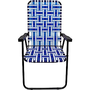 EasyGo Product Portable – Retro Style High Back Design – Outdoor Webbed Chair for Backyard, Camping, Sporting Events – Easy Folding, 4 Pack, Blue