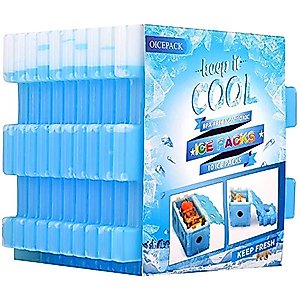 10 x Ice Packs for Lunch Box, Freezer Packs, Reusable Slim Cool Pack for Lunch Bags/Lunch Boxes/Office/Jobsite/Picnics/Camping/Beach, for All Ages Use, Set of 10, Blue