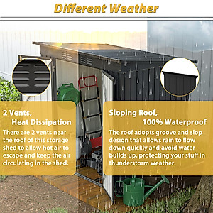 Large Metal Outdoor Storage Shed, 6 X 4 Foot Outdoor Storage Shed, Galvanized Metal Storage Shed for Outdoor Garden Sheds, Backyard Tool Storage Shed, Lawn, Terrace Black