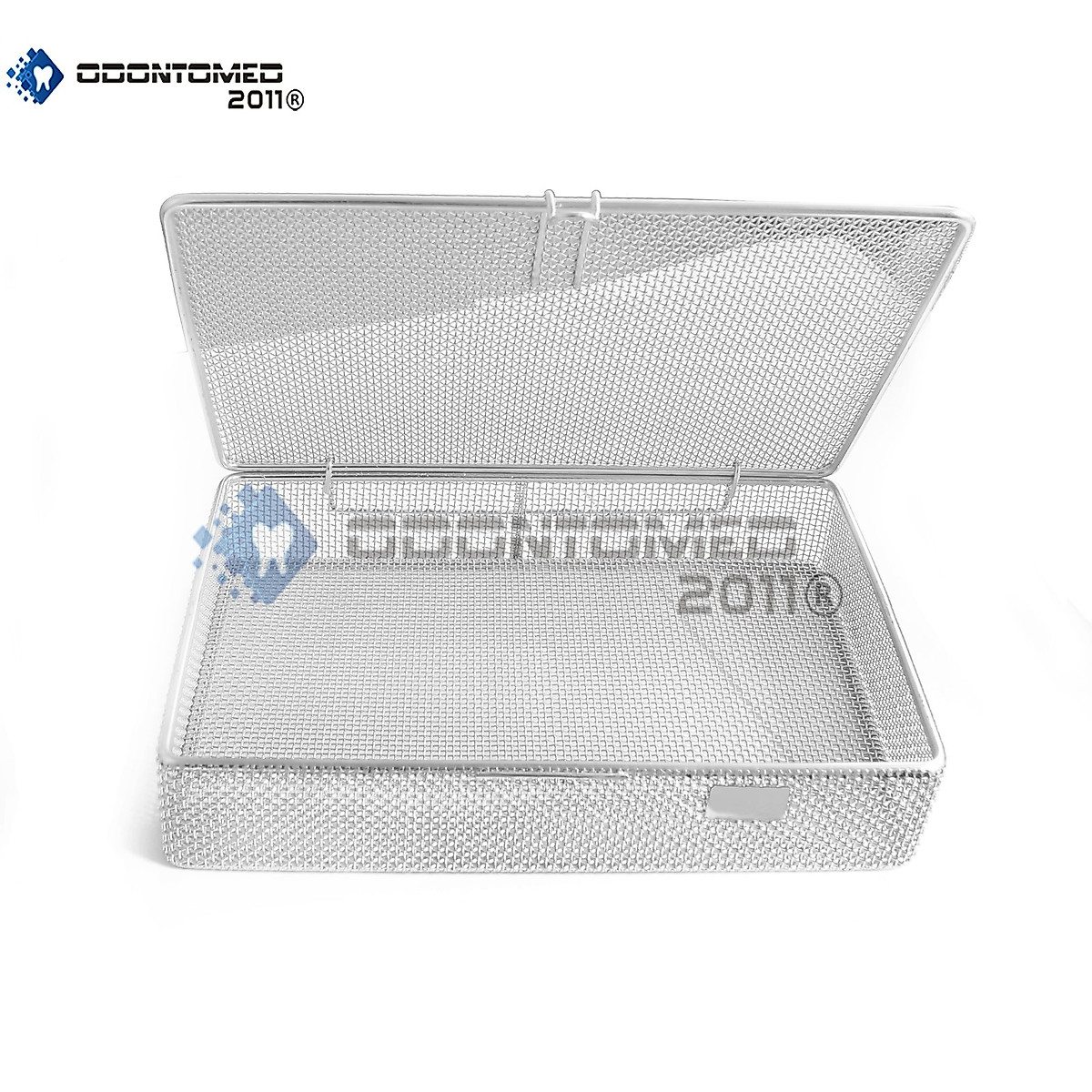 OdontoMed2011 Instrument Tray and Mesh Perforated Baskets Sterilization Tray 9" X 6.25" X 1.5" with Lid Stainless Steel, OD2011-DN-313
