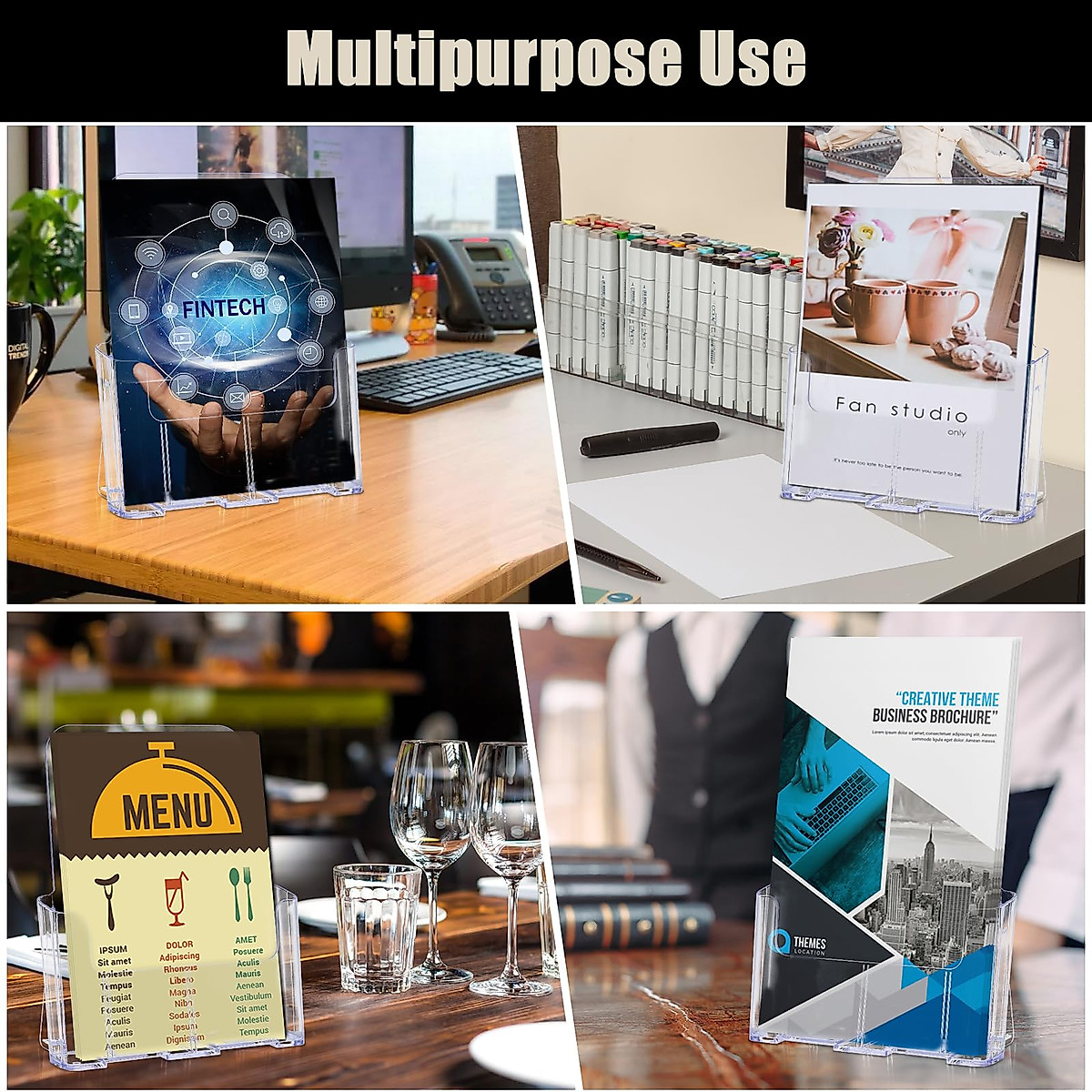 xydstay Acrylic Brochure Holder 8.5x11 Inches Slant Back Design, Clear Display Stand, Plastic Table Stand Sign Holder,Pamphlet Holder Flyer Holder, Acrylic Display Stand, Acrylic Table Signs Plastic