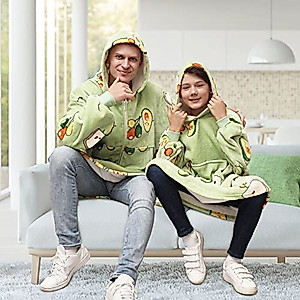 rericonq Blanket Hoodie, Oversize Hoodie Blanket Wearable For Women Man Teens,Warm Fleece Sweatshirt With Giant Pocket Thick Flannel Blanket Hooded