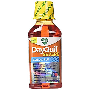 Vicks Dayquil Severe Cold & Flu Relief Liquid, 12 oz (Pack of 2)