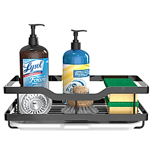 Maifan Sink Caddy Sponge Holder for Kitchen Sink, Large Kitchen Sponge Sink Caddy Organizer, 304 Stainless Steel Dish Soap Caddy Sink Tray Rack for Countertop Storage