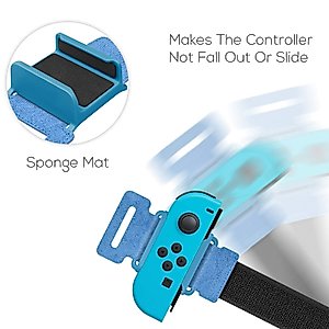 Wrist Bands Compatible with Just Dance 2025 2024 2023 & for Zumba Burn It Up for Joy Con, 2 Pack Adjustable Elastic Straps for Nintendo Switch & OLED Controllers Game for Adults and Kids Red/Blue