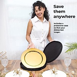 ORBIS Stainless Steel 13 Inch Gold Charger Plates, Set of 6 Dinner Chargers, Includes a Protective Case, Elegant and Luxury Decorative Chargers for Dinner Plates