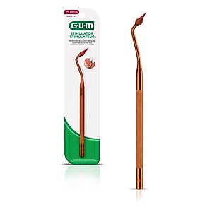 GUM Stimulator Permanent Handle - 1 Rubber Tip Included - Long Handled Massager for Gums - Remove Plaque & Promote Gum Health, 1ct