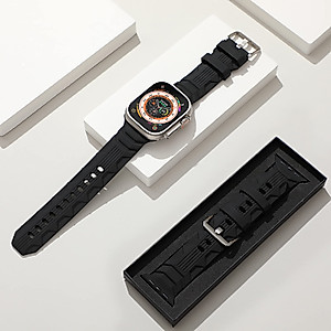 Ultra Band Designed for Apple Watch Band for Apple Watch Ultra2/Apple Watch Ultra 49mm, Sport Silicone Replacement Strap for iWatch Series 9/8/SE2/7/6/SE/5/4/3/2/1 45mm/44mm/42mm