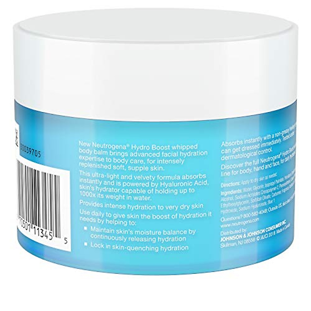 Neutrogena Hydro Boost Hydrating Whipped Body Balm with Hyaluronic Acid, Non-Greasy and Fast-Absorbing Balm for Dry to Extra Dry Skin, Paraben-Free, 6.7 oz