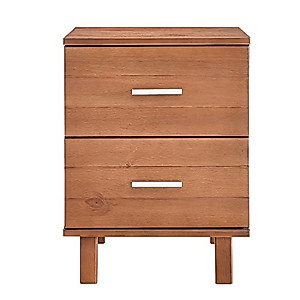 BIKAHOM Camden Nightstand, Solid Wood Bedside Table, 2 Drawer Mid Century Modern Nightstand with Storage, Small Side End Table, Wooden Bedroom Furniture, Walnut Finish, 1 Nightstand