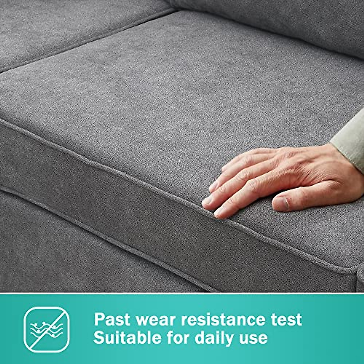 Bellemave Modular Sectional Sofa L Shaped Couch with 3 Pillows, Modern Corner Upholstered Sectional Sofa Couch Living Room Furniture, Gray