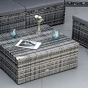 Outsunny Outdoor Daybed with Retractable Canopy 4 Pieces Wicker Rattan Sectional Sofa Set Patio Furniture with Washable Cushions for Lawn, Garden, Backyard, Poolside, Grey
