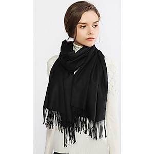 RIIQIICHY Scarfs for Women Winter Black Pashmina Shawls and Wraps for Evening Dresses Warm Large Scarves Wedding Shawl