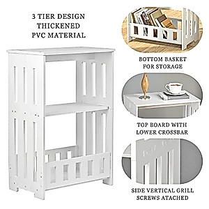 HAYOFAMY Side Table Night Stand, 3 Tier Narrow End Table with Display Shelf, Small Bookcase Bookshelf, Simple Bedside Table Storage Rack for Bedroom, Living Room, Office, Bathroom, White