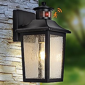 FILIYANO Motion Sensor Outdoor Wall Light - Black Dusk to Dawn Outdoor Lighting, LED Waterproof Exterior Light Fixture, Modern Porch Light Outside Wall Mount for House Patio Garage Garage, Anti-Rust