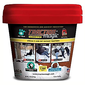 Traction Magic Quick Application All Natural Ice and Snow Melt Granule Crystals for Sidewalks, Driveways, Parking Lots, 15 Pound Bucket (4 Pack)