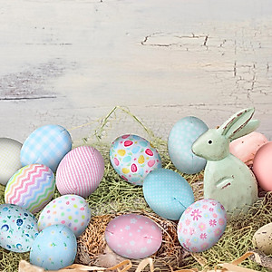 12 Pieces Easter Stuffed Fabric Bunnies Egg Carrot Rustic Farmhouse Decor Stuffed Bunny Rabbit Egg Carrot Vase Fillers for Easter Home Wedding Farmhouse Basket Bowl Fillers Tiered Trays (Eggs)