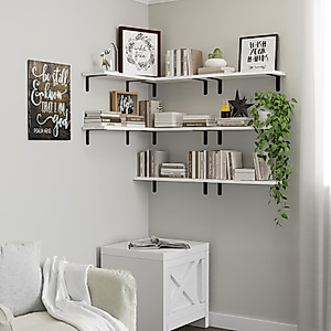 DOLLFIO Floating Shelves, 8 Sets Wall Shelves, Wooden Floating Shelves for Bedroom Wall Décor, Wall Mounted Floating Bathroom Shelf for Storage, Floating Book Shelf Living Room – White