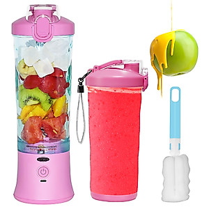 Portable Blender for Shakes and Smoothies 20 Oz, Waterproof Personal Blender USB Rechargeable with 6 Blades and Travel Lid for Kitchen, Office, Gym & Travel (Light Purple)