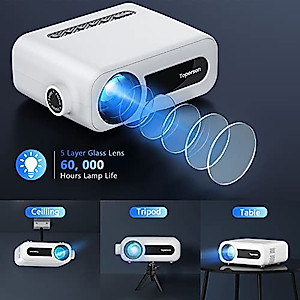 5G WiFi Mini Home Projector, Toperson 7000LM 1080P Supported 200" Home Movie Theater Video Projector for iPhone Android Smartphone/TV Stick/HDMI/USB/XBox/PS4/Laptop/Tablet/PC