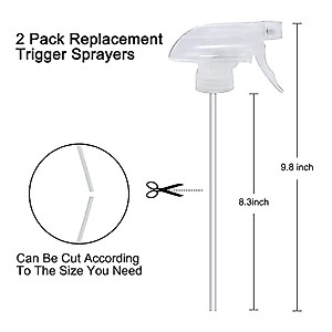 Cosywell Spray Bottle Mist Spray Stream Trigger Replacement Parts Spray Bottle Trigger Sprayer Bottle Nozzles With Pipes Fits 8 oz /16 oz 28/400 Round Neck Bottles Clear 2 Pcs (2PCS, Clear)