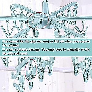 BONYCUST Foldable Drying Rack with 24 Clips for Drying Socks Lingerie Baby Clothes Drying Towels Rotatable Sock Drying Rack