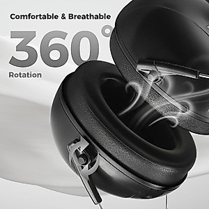 ProCase Noise Cancelling Earmuffs, SNR 34 dB Ear Protection, Adjustable Sound Proof Headphones for Adults Kids, Noise Cancelling Headphones for Autism, Effective Hearing Protection -Black
