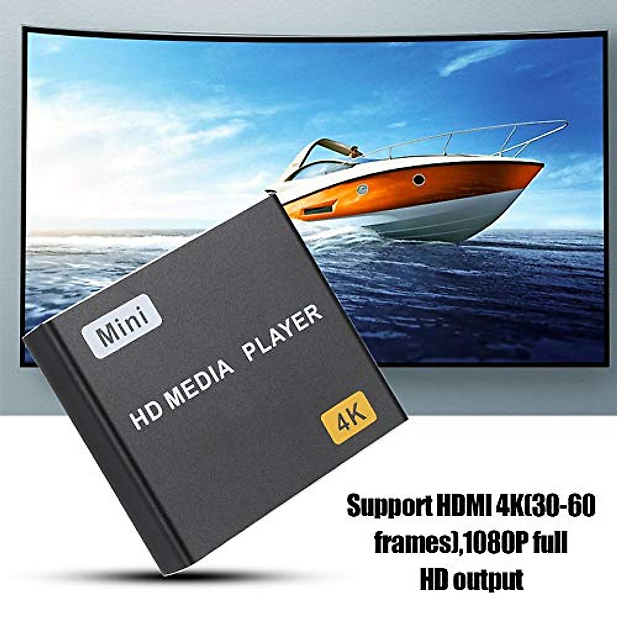 HDMI Media Player,4K 1080P Full HD Digital Media Player Support HDMI/AV Output,Play Video and Photos with USB Drive/SD Cards/External Devices For Android(US Plug)