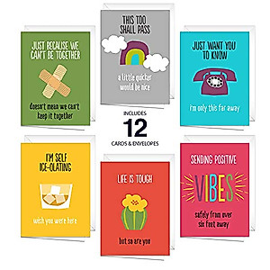 Motivational Quarantine Greeting Cards/Set Of 12 Day Brightening Cards / 5" x 7" Bright Encouraging Cards For COVID-19