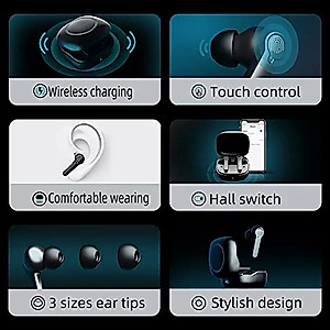 StitchGreen H3 Wireless Earbuds Bluetooth 5.1 ENC Active Noise Cancelling Earphones IPX-5 Waterproof Stereo Headphones in-Ear Built-in Mic Headset with Wireless Charging Case Deep Bass & Hall Switch