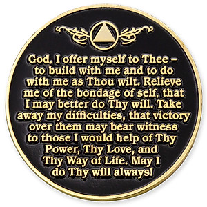 6 Months Sobriety Mint Twisted Tree of Life Gold Plated AA Recovery Medallion/Chip/Token - Black