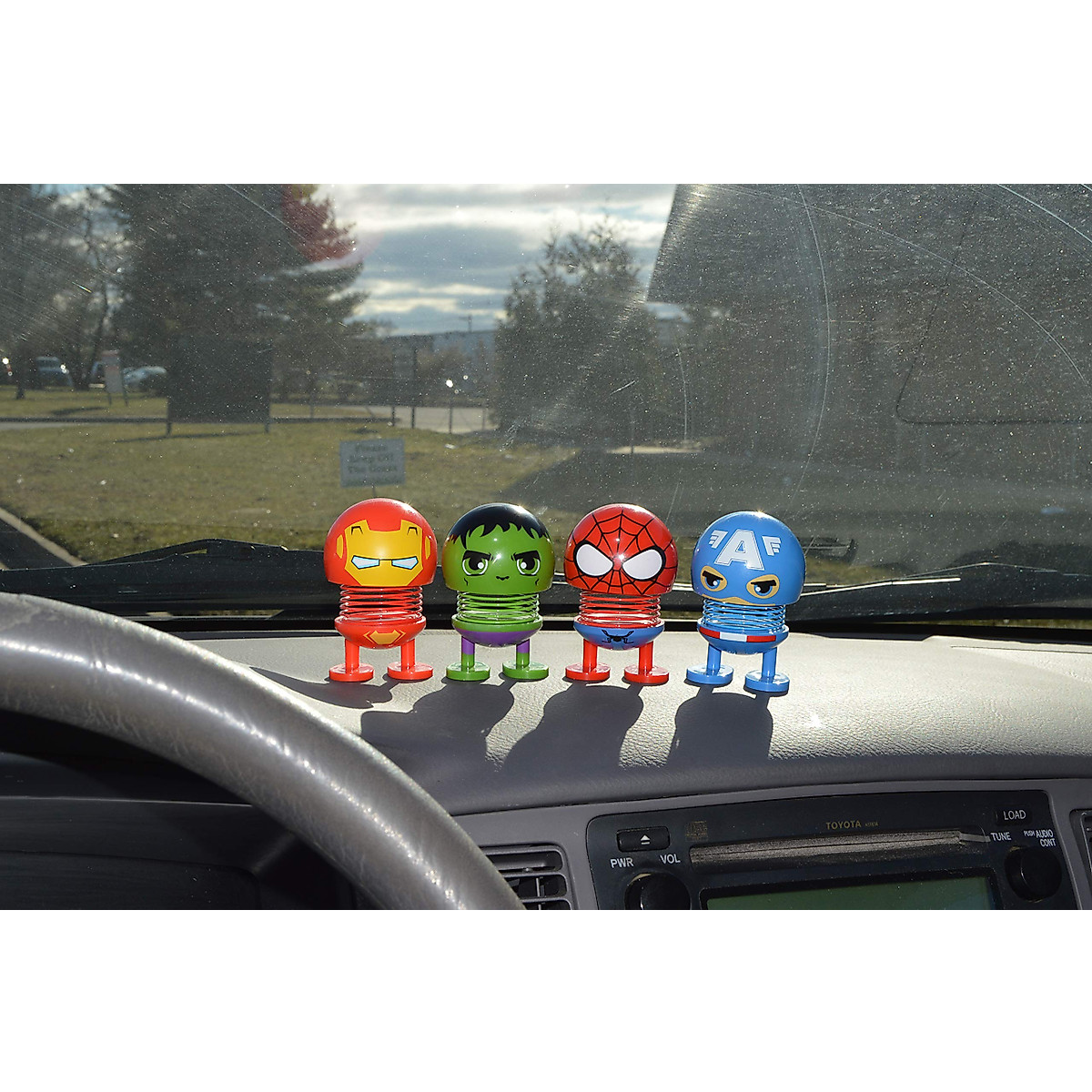 SciencePurchase Super Bobblehead Collection - Includes 4 Cool Bobbleheads - Car Decoration - Cute Interior Decor Toy Figure Party Favor Dashboard Ornaments