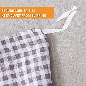 Akiky Plaid Duvet Cover Set Full Comforter Cover Set Cartoon and Buffalo Check Gingham Geometric Checker Pattern Printed in White and Black Reversible Bedding Set with Zipper Closure