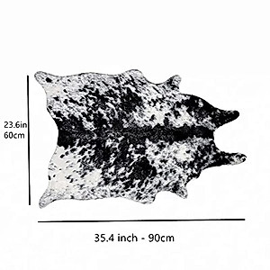 Cow Print Rug Faux Fur Rug Hide Area Rug ,2ft X 3ft, Carpet Faux Cow Skin Fur Animal Print Rugs for Home Office Living Room, Bedroom, Black and White