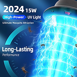 Bug Zapper Outdoor Indoor, Mosquito Zapper, Fly Trap, Waterproof Insect Killer, 3800V Electric Fly Zapper for Home, Patio, Camping, Kitchen