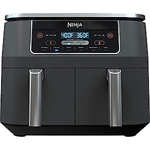 Ninja DZ100 Foodi 4-in-1, 8-qt, 2-Basket Air Fryer with DualZone Technology, Renewed, DZ201, Ninja DZ201-- 8-Quart