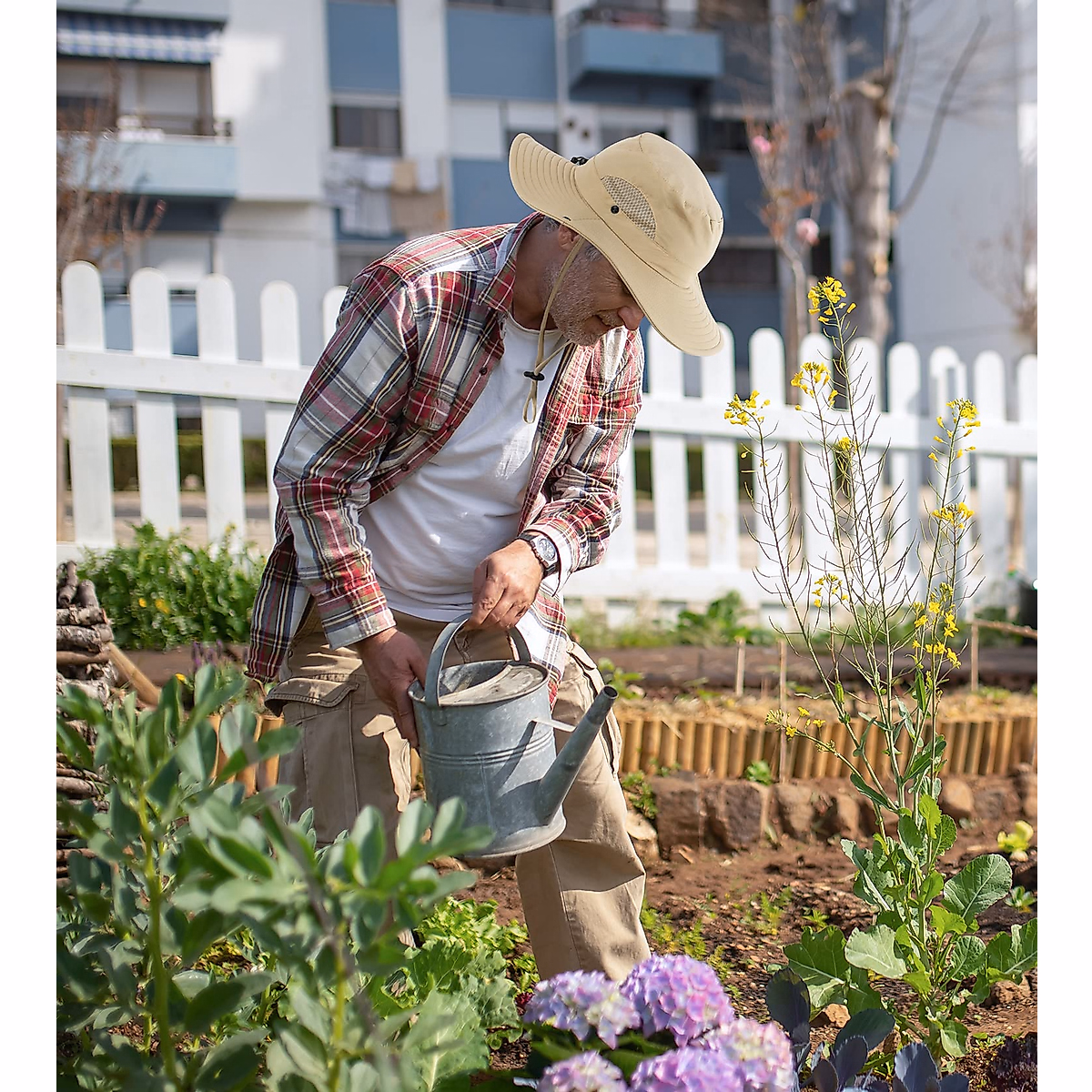 Wmcaps UPF 50+ Sun Protection Hat for Mens Womens, Wide Brim Waterproof Bucket Hat for Fishing, Hiking, Garden,Yard Outdoor work Light Grey