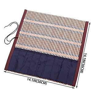 Bamboo Calligraphy Brush Holder Rollup Protection, 8 Compartments Pouch Organizer 36x36cm (14x14") - Large