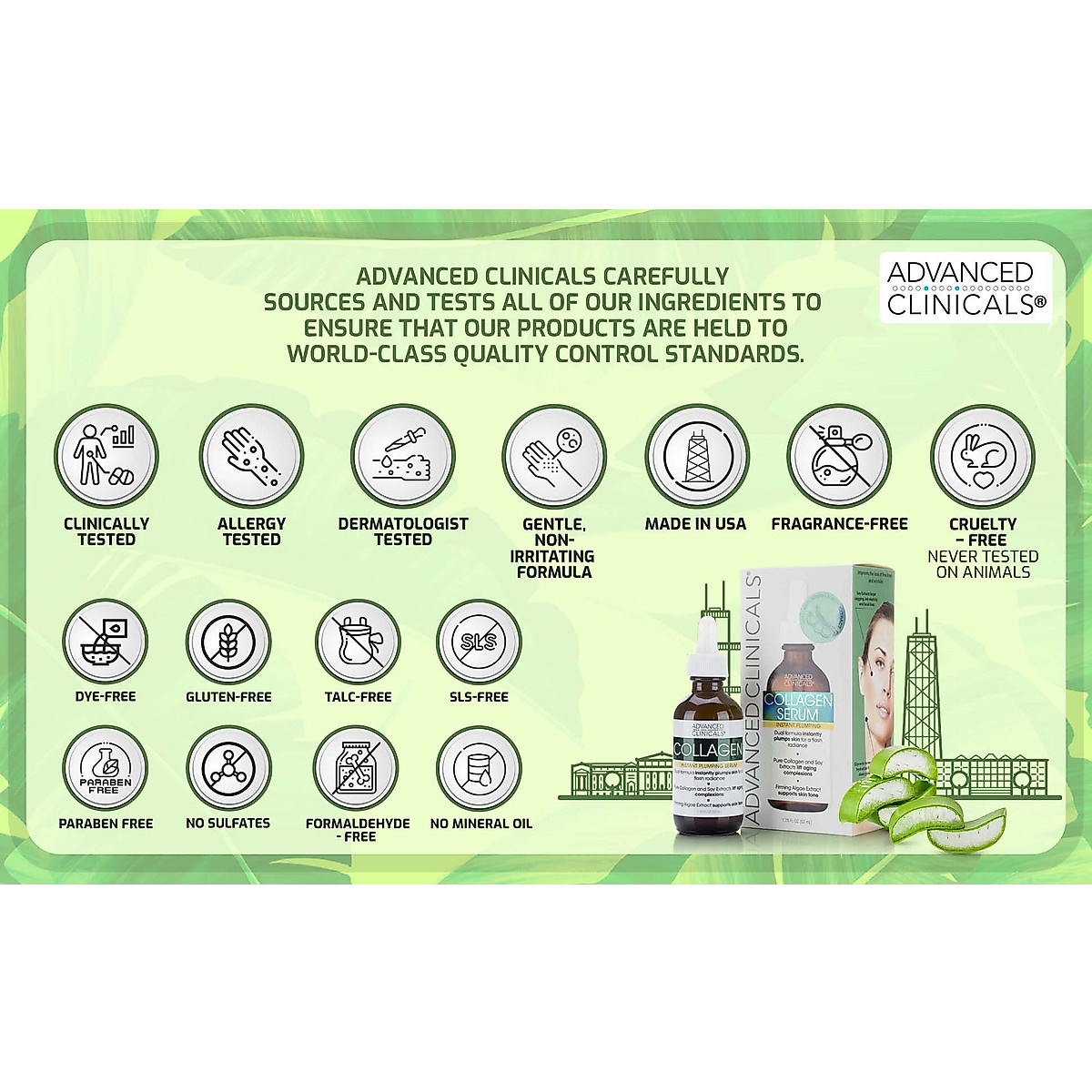 Advanced Clinicals Collagen Serum For Face | Collagen Face Serum For Skin Tightening Helps Lift, Plump, & Firm Sagging Skin | Serums For Skin Care | Anti Wrinkle Boost, Fragrance Free, 1.75 Fl Oz